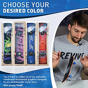 Mini Skateboards for Kids & Adults Braille Skateboarding 11” First Try Pro Fingerboard Hand Skateboard Toy Set, Handboard Finger Board + Real Tools, Deck Grip Tape, Adjustable Hardware, Wheels, Trucks