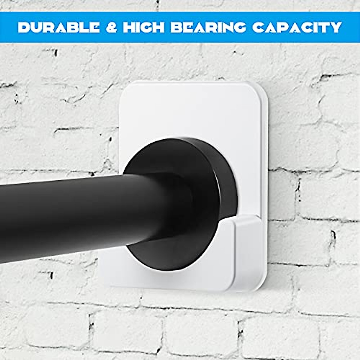 6 Piece Adhesive Shower Curtain Rod tension Holder, Adhesive Wall Mounted Shower Rods Holder Drill-Free Install, Adhesive Rod Mount Retainer, No Drilling, Not Include Shower Curtain Rod (White)