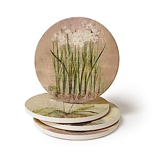 CoasterStone Subtle Flowers Absorbent Coasters, 4-1/4-Inch, Set of 4