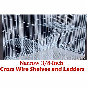 3-Levels Ferret Chinchilla Sugar Glider Rats Animal Chew Free Cage 24" L x 16" W x 24" H with 3/8-Inch Wire Cross Metal Shelves and Ladders