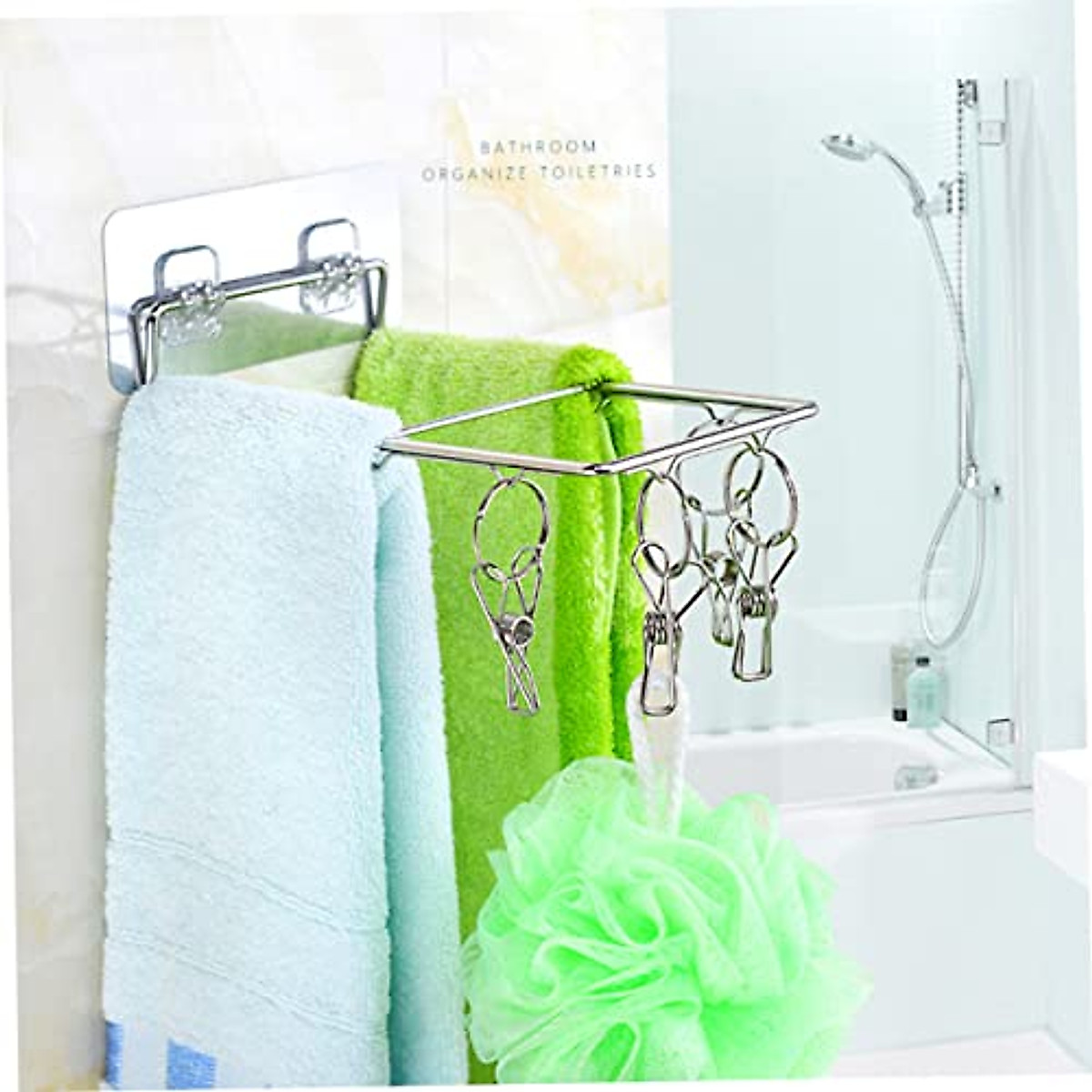 4 pcs Multi Purpose Hanger Wall Mount Clothing Rack Wall Mounted Drying Rack Wind- Proof Hook Clothes Laundry Hanger Drying Rack Stainless Steel Sock Rack Sock Drying Rack Clip