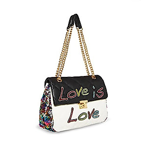 Betsey Johnson Love Shoulder Bag, Black/White