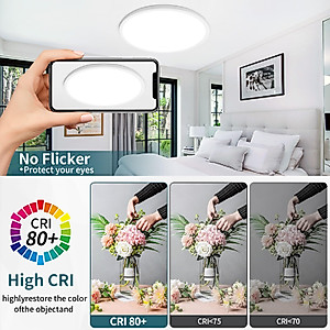 Led Ceiling Light Fixtures Dimmable with Remote Control, 15.4 Inch Ultra Thin Modern Flush Mount, 36 W, 4500 LM, with Night Light, for Bedroom, Kitchen, Dining Room, Living Room