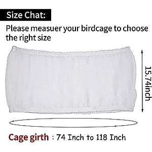 lustrioustoy Bird Cage Seed Catcher, Large, Seed Catcher Guard Net Cover, Prevent Scatter and Mess, Soft Airy Cage Net Stretchy Skirt, Prevent Scatter and Mess(White, 118 x 15.7 Inch)