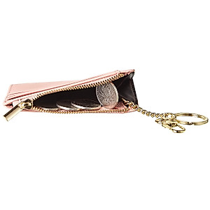 Sodsay Card Case Slim Front Pocket Wallet for Women Credit Card Holder with Keychain(Smooth Pink Lotus)