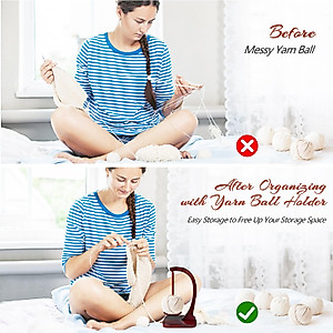 HEH Wooden Yarn Holder for Knitting and Crocheting, Magnetic Yarn Ball Holder with Anti-Slip Pads, Yarn Holder Spinner for DIY Crafts, Crochet Gift for Knitting Lovers