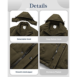 Chrisuno Big and Tall Winter Jackets Men Coats Long Parka Men's Hooded Warm Jacket Brown 6X