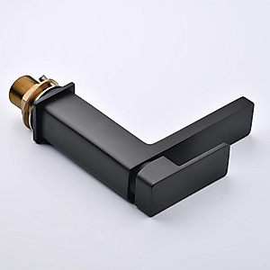 Matte Black Single Hole Bathroom Vanity Faucet, NEWRAIN Brass Single Handle Bathroom Faucet with Pop-up Sink Drain Assembly & Faucet Supply Lines