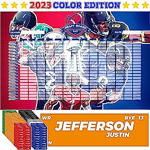 Fantasy Football Draft Board 2023-2024 Kit, 580 Player Labels, 6 Feet x 4 Feet Board(14 Teams 20 Rounds), 2023 Top Rookie, Blank Label