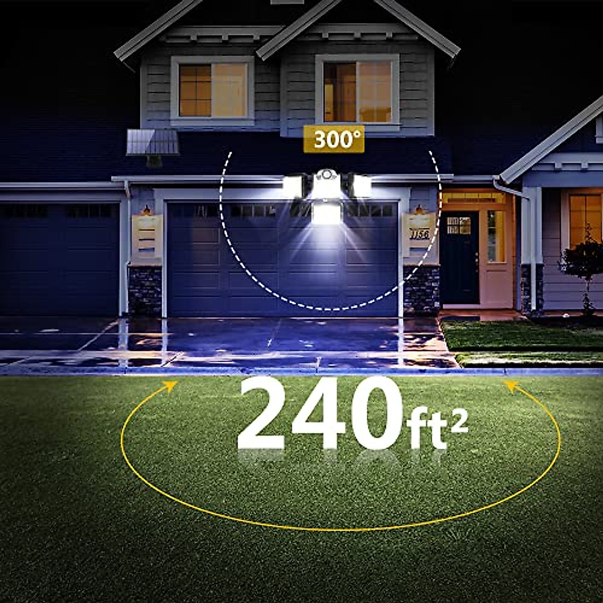 Awaydark Solar Lights Outdoor Motion Sensor Flood Light - Solar Powered Security Lights Outside Waterproof with 4 Lighting Mode Indoor Lights for House - Led Wall Light with Remote & Cord