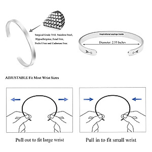 JoycuFF Friendship Bracelets for Best Friends Inspirational Bangle Quotes Saying Engraved Stainless Steel Jewellery White