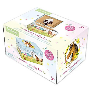 Jewelkeeper Girl's Musical Jewelry Storage Box with Spinning Horse, Barn Design, Home on The Range Tune