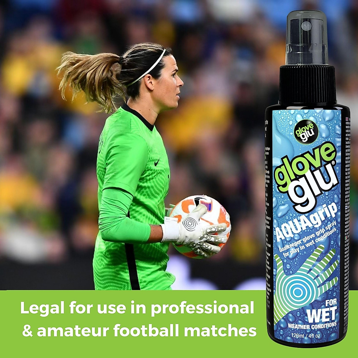 gloveglu 120ml AQUAgrip Goalkeeper Glove Spray - Perfect for Goalkeeping Gloves in Wet Conditions