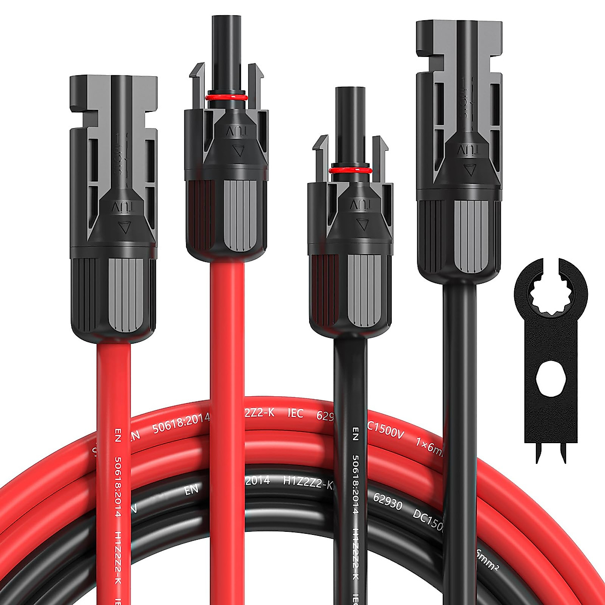 Temank 10AWG Solar Extension Cable 30Ft 10 Gauge Solar Panel Cables 30 Feet for Solar Systems, Car, RVs, and Boats and with Weatherproof Solar Connector Adapter Kit (30ft Red+ 30ft Black)