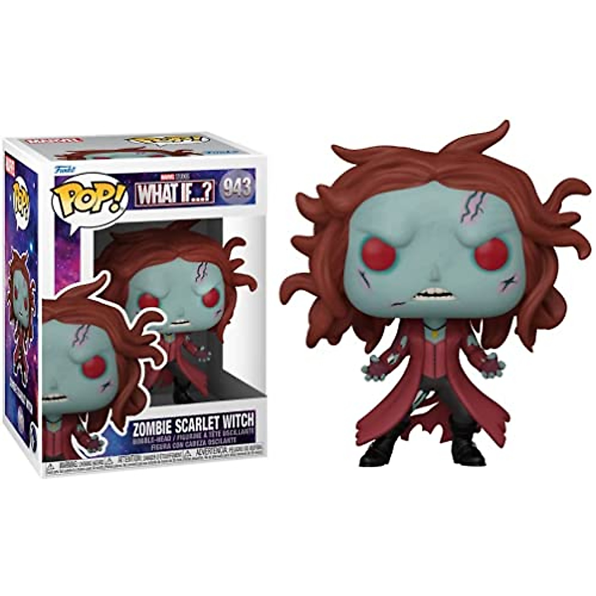 POP Marvel: What If? - Zombie Scarlet Witch Funko Pop! Vinyl Figure (Bundled with Compatible Pop Box Protector Case), Multicolored, 3.75 inches