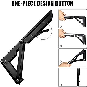 AUTOHJ Folding Shelf Brackets - 16 Inch 2 Pcs Heavy Duty Stainless Steel Collapsible Triangle Shelf Bracket, DIY Wall Mounted Folding Table Hinge, Space Saving for Bench Table with Screws