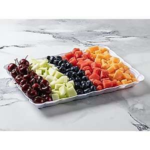 Plastic Serving Trays 9" X 13" Rectangle Serving Platters 4-Pack White Party Tray Durable Serving Platter - Disposable Serving Food Tray - Rectangular Cake, Fruit, Cookie Tray - Posh Setting