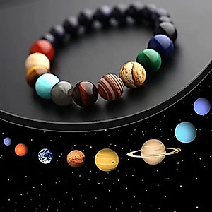 Unique Eight Planetary Bracelets Natural Stone Adjustable Beaded Bracelet Cosmic Solar System Themed Bracelet