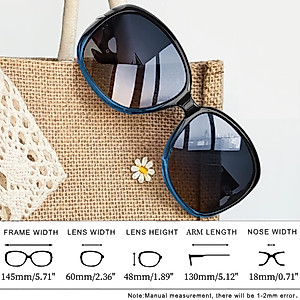 Joopin Big Sunglasses Oversized Shades for Women Ladies Trendy Large Sun Glasses Polarized UV Protection Rhinestone Sunnies 2 Pack (Black + Tinted Blue)