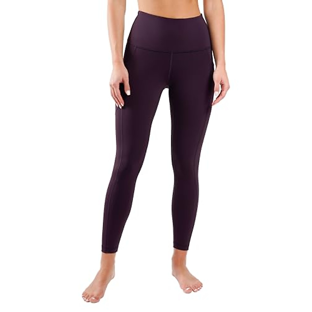 90 Degree By Reflex Power Flex Yoga Pants - High Waist Squat Proof Ankle Leggings with Pockets for Women - Fig Sugar - XS