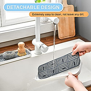 SUBEKYU Kitchen Soap Tray, Double Layer Sink Organizer for Kitchen Counter/Bathroom, Soap and Sponge Holder with Detachable Drain Tray, Grey+White, 1 Pack