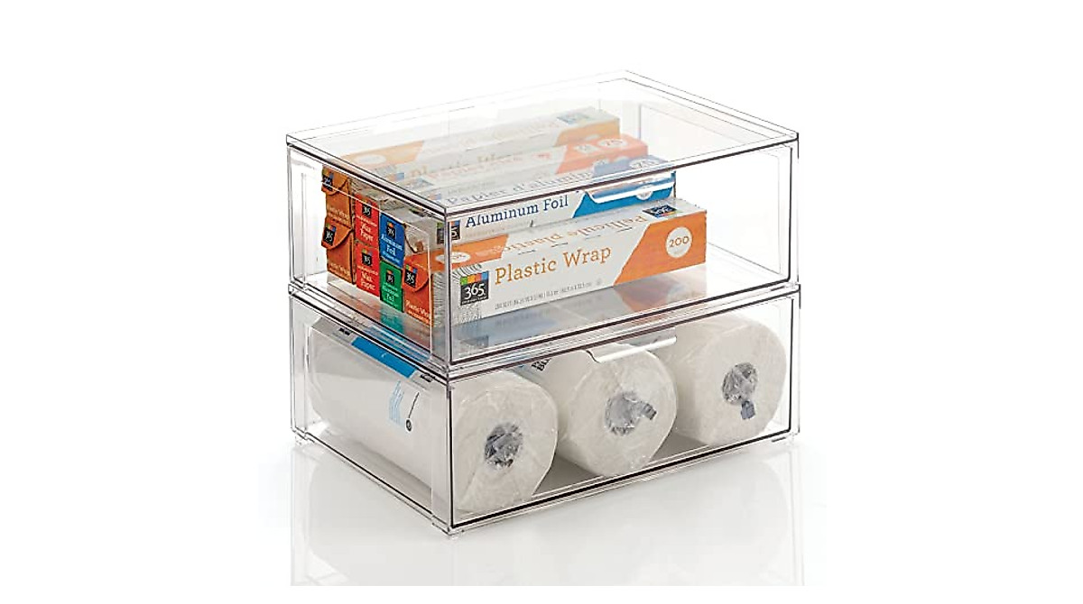 Stackable Kitchen Storage Bins with Pull-Out Drawers | mDesign