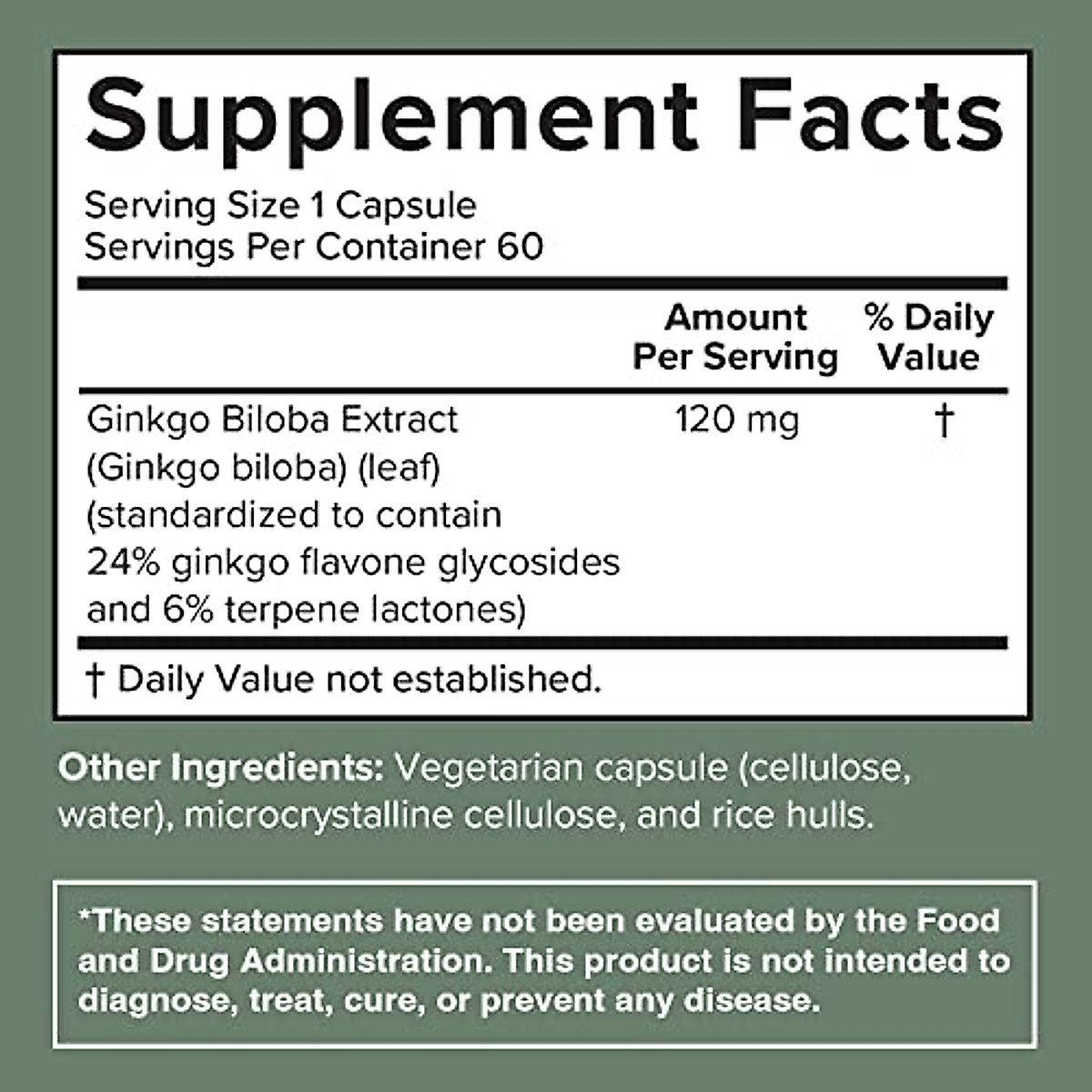 Prominent Nutrition Ginkgo Biloba 120mg - Ginkgo Biloba Leaf Extract, Herbal Supplements to Help Support Memory & Focus- Vegan, Non-GMO, Gluten-Free, Soy-Free, 60 Day Supply