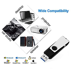 Flash Drives 10 Pack 16GB USB Drive Bulk USB 3.0 Thumb Drives 16GB Memory Stick with LED Indicator Keychain Hole (Black 10-Pack)
