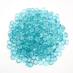 Koltose by Mash Transparent Aqua Flat Glass Marbles for Vases, 2 LB Decor Stone Beads Vase Fillers, Crafts, Table Scatter, Fish Tanks, Party Centerpieces, Gem Decor, Mosaics, Floral Displays, Fire