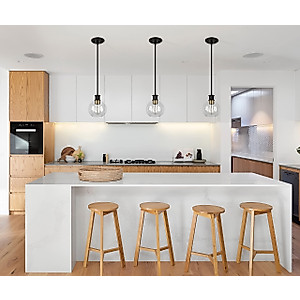 Tawson Dan Pendant Lighting, Island Pendant lights with 6.5 inch Clear Globe Glass Shade in Black and Gold Finish for Kitchen Island, Hallway, Entryway, Dining Room, Bedroom, Bulbs Not Included