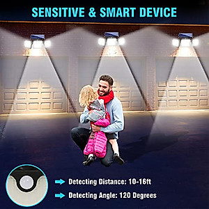 Aolyty Solar Motion Sensor Lights, IP65 Waterproof Solar Strobe Light Wall Lights Solar Security Lights Bright White Light/Red & Blue Light Flashing for Garden Patio Yard Front Door