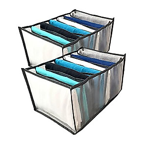 2PCS Wardrobe Clothes Closet Organizer Storage Baskets 7 Grid Foldable Drawer Mesh Separation Box For T-shirt, Legging, Skirts, Jeans, Kid Clothes