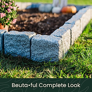 Beuta Sandstone Left Turn Block – Landscape Edging for Lawn & Garden, Easy No Dig Installation and Connects to Other Beuta Blocks, Heavy Duty Composite Resin Flex Wall Stone - 1 pc.