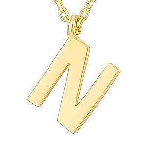PAVOI 14K Yellow Gold Plated Initial Necklace | Letter Necklaces for Women | N Initial