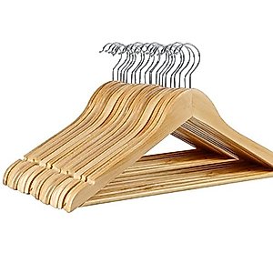 5Pcs Wooden Hangers, Smooth Finish Wooden Coat Hangers Practical Suit Wardrobe Storage Drying Rack Durable Closet Organizer(Yellow)