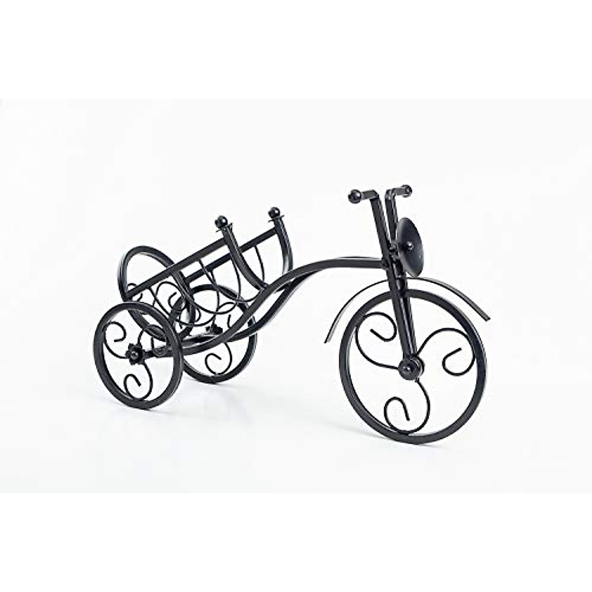 Asian Home Bicycle Wine Bottle Holder Desktop Bike Wine Rack Freestanding Countertop Bottle Holder for Wine Storage, Metal, Black Colored