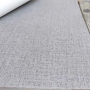 Fabric Peel and Stick Wallpaper Gray Faux Grasscloth Wallpaper Self-Adhesive 17.8” x 118” Linen Wallpaper Removable Wallpaper Embossed Textured Contact Paper Decoration Backsplash Countertop Liners