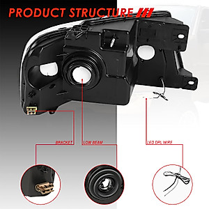 Auto Dynasty LED DRL Headlights Assembly Compatible with Lincoln Mark LT 2006-2008 Ford F-150 2004 2005 2006 2007 2008, Driver and Passenger Side, Black Housing Clear Lens