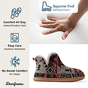 Dearfoams Alpine Men's Brixen Indoor/Outdoor Memory Foam Boot Slipper, Black Combo, 11-12