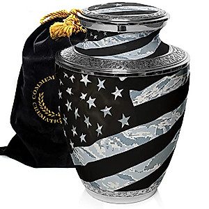 Military Urn Army Navy Air Force Marine Patriotic Veteran Camouflage Urns for Ashes Adult Male - Urn for Ashes for Men - Cremation Urns for Adult Ashes Air Force Urns