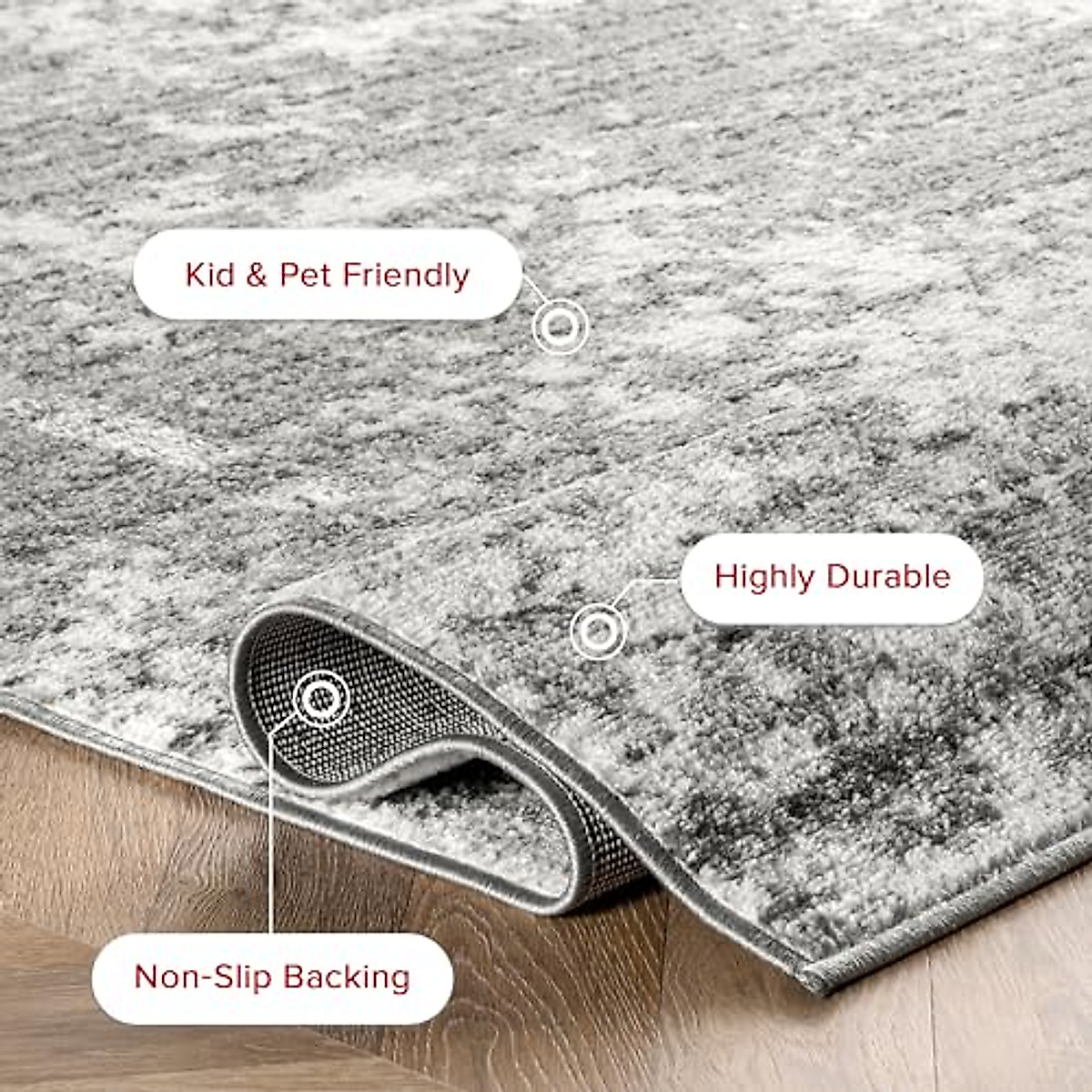 nuLOOM Deedra Modern Abstract Area Rug - 4x6 Area Rug Modern/Contemporary Grey/Ivory Rugs for Living Room Bedroom Dining Room Kitchen