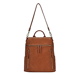 Miztique The Sienna Backpack Purse for Women, Sleek Shoulder Bag, Soft Vegan Leather - Tan