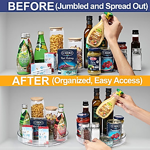 LotFancy Lazy Susan Organizers, 2 Pack 10.6” Clear Turntable Organizer for Kitchen, Cabinet, Fridge, Pantry, Countertop, Bathroom Storage