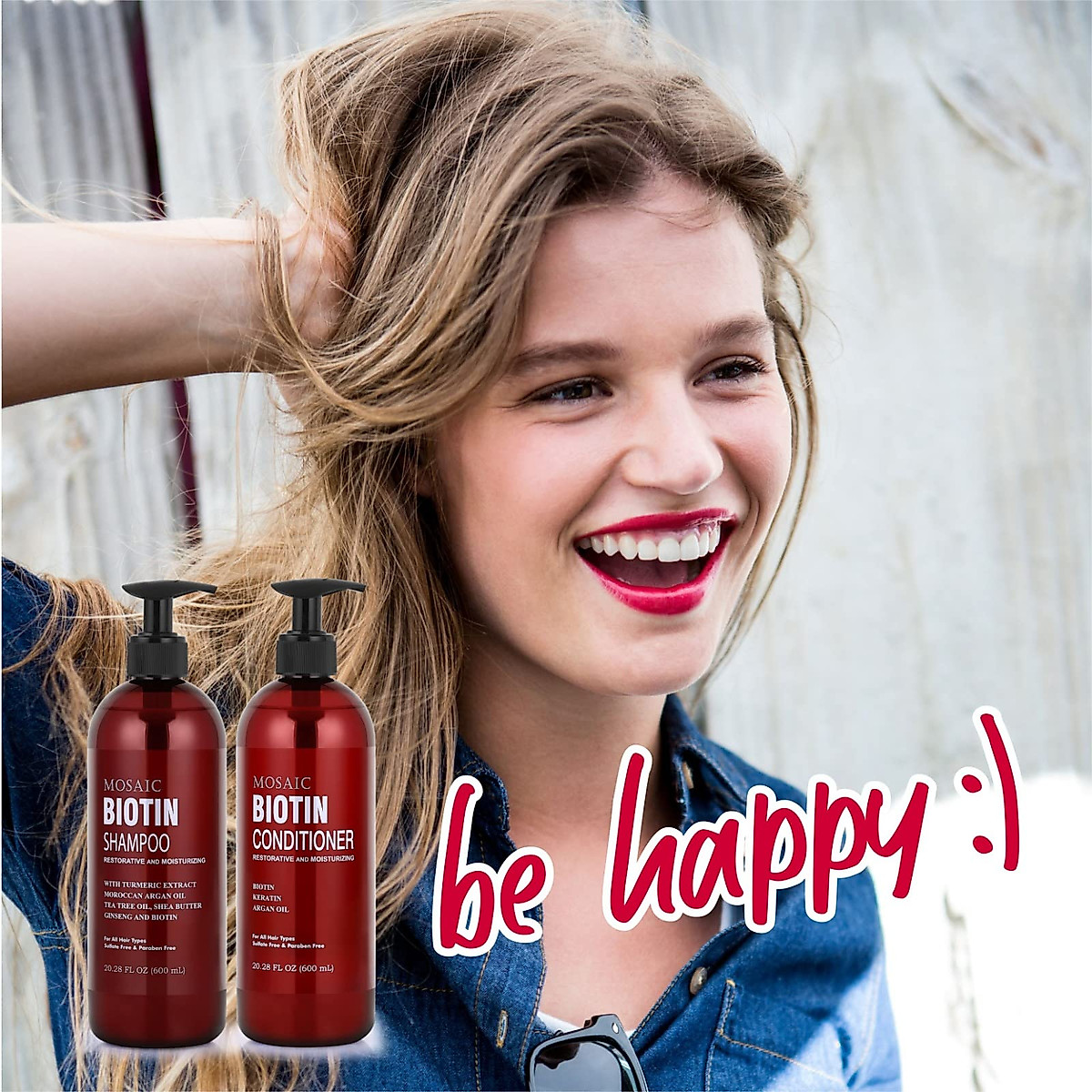 Biotin Shampoo and Conditioner Set for Hair Growth, Thinning Hair Treatment, Hair Thickening Products for Women & Men, Paraben & Sulfate Free, 20.2 FL Oz Each