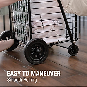 DMI Utility Cart with Wheels to be used as a Shopping Cart, Grocery Cart, Laundry Cart and Stair Climber Cart, Weighs 7.5 Pounds but holds up to 90 Pounds, Compact and Foldable, Black