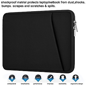 Laptop Sleeve 15.6 inch, Durable Briefcase Cover Shockproof Protective Case, Handbags Portable Laptop Bag for 15.6 inch HP Dell Asus Lenovo Notebook Computer, Laptop Case with Front Pocket, Black