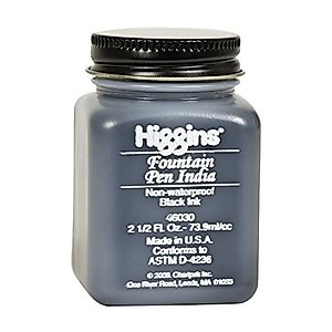Higgins Black India Fountain Pen Ink, 2.5 Oz Bottle (46030)