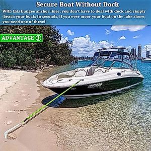 Botepon Boat Bungee Anchor Lines for Beach Anchor, Boat Beach Anchor Rope for Beach Boat, PWC, Jet Ski Or Seadoo, PWC Accessories, 7ft Stretch to 14ft
