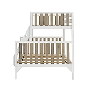Max & Lily Bunk Bed, Scandinavian Modern Bunk Bed, Solid Wood Twin-Over-Full Bed Frame for Kids, No Box Spring Needed, Blonde/White
