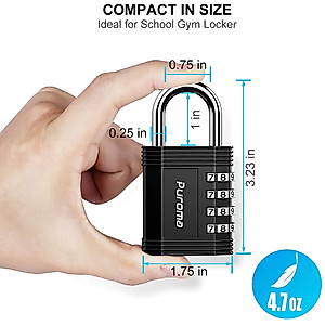 Puroma 2 Pack Combination Lock 4 Digit Padlock for School Gym Locker, Sports Locker, Fence, Toolbox, Case, Hasp Storage (Black)